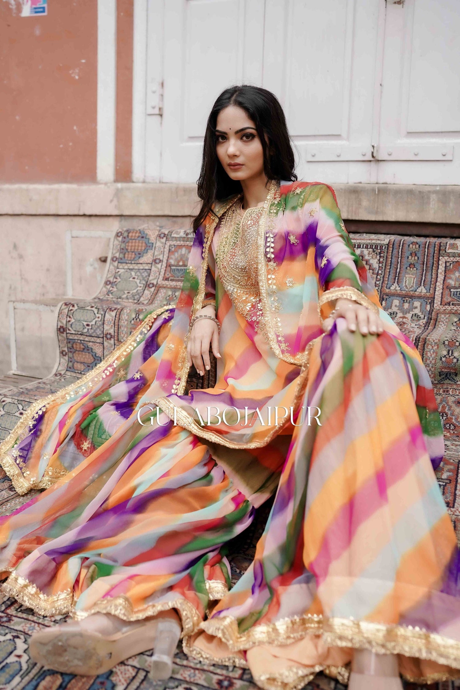 Qala Peach Sharara Set