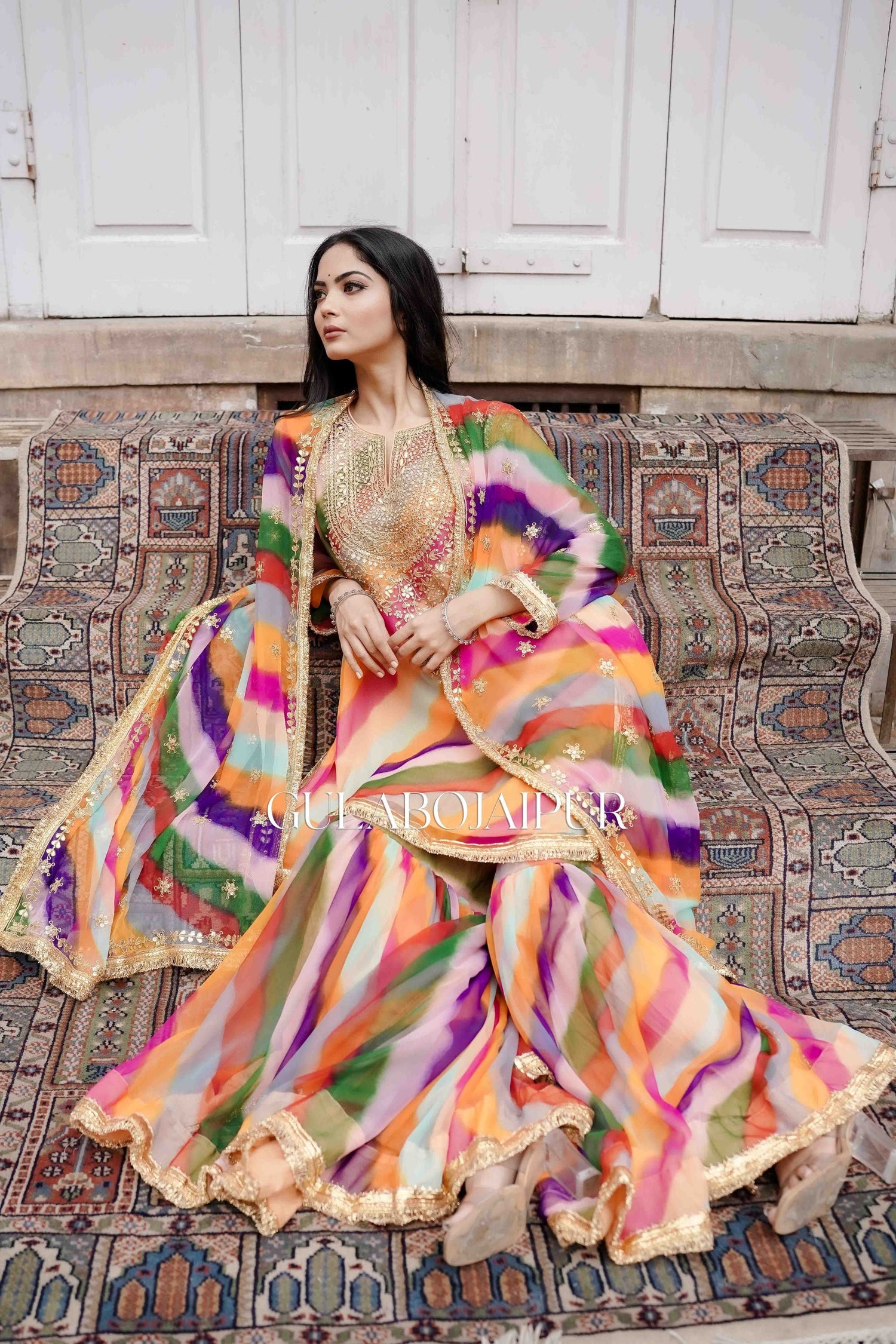 Qala Peach Sharara Set