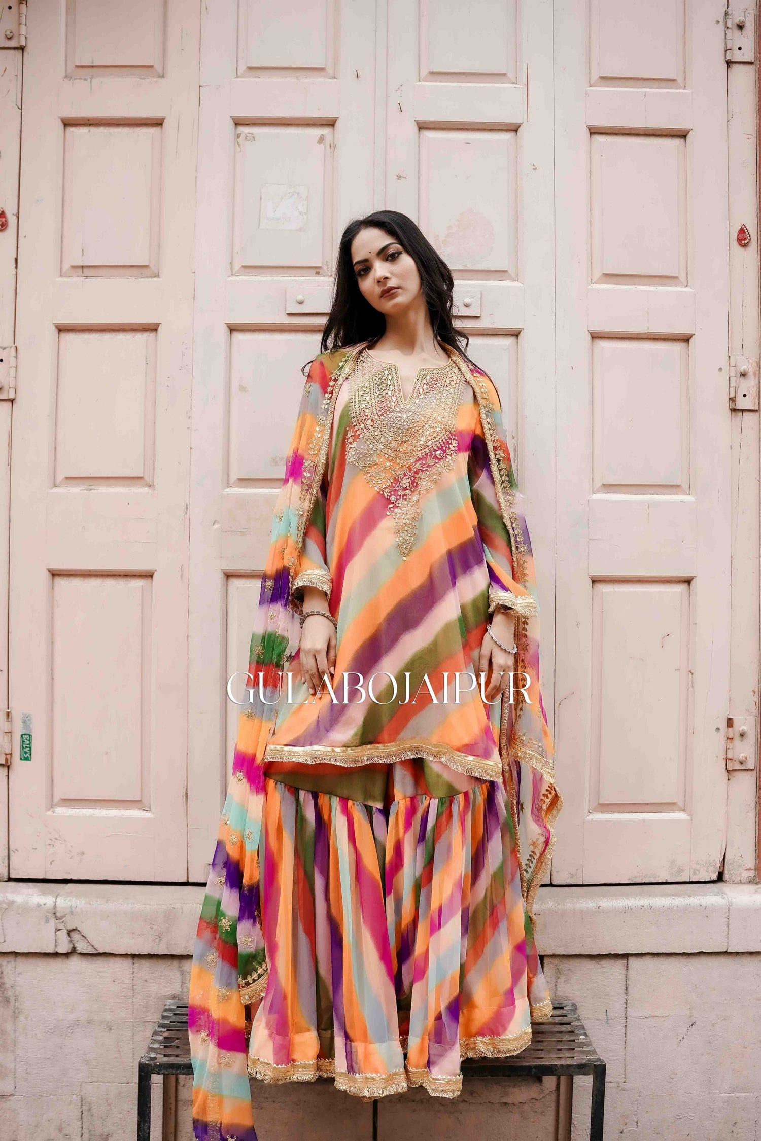 Qala Peach Sharara Set