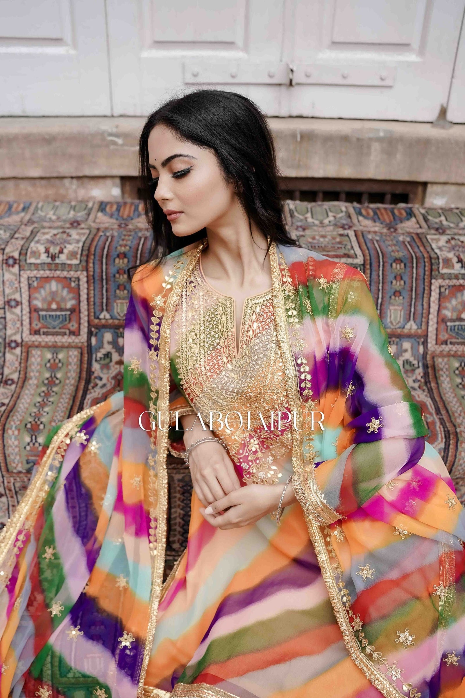 Qala Peach Sharara Set