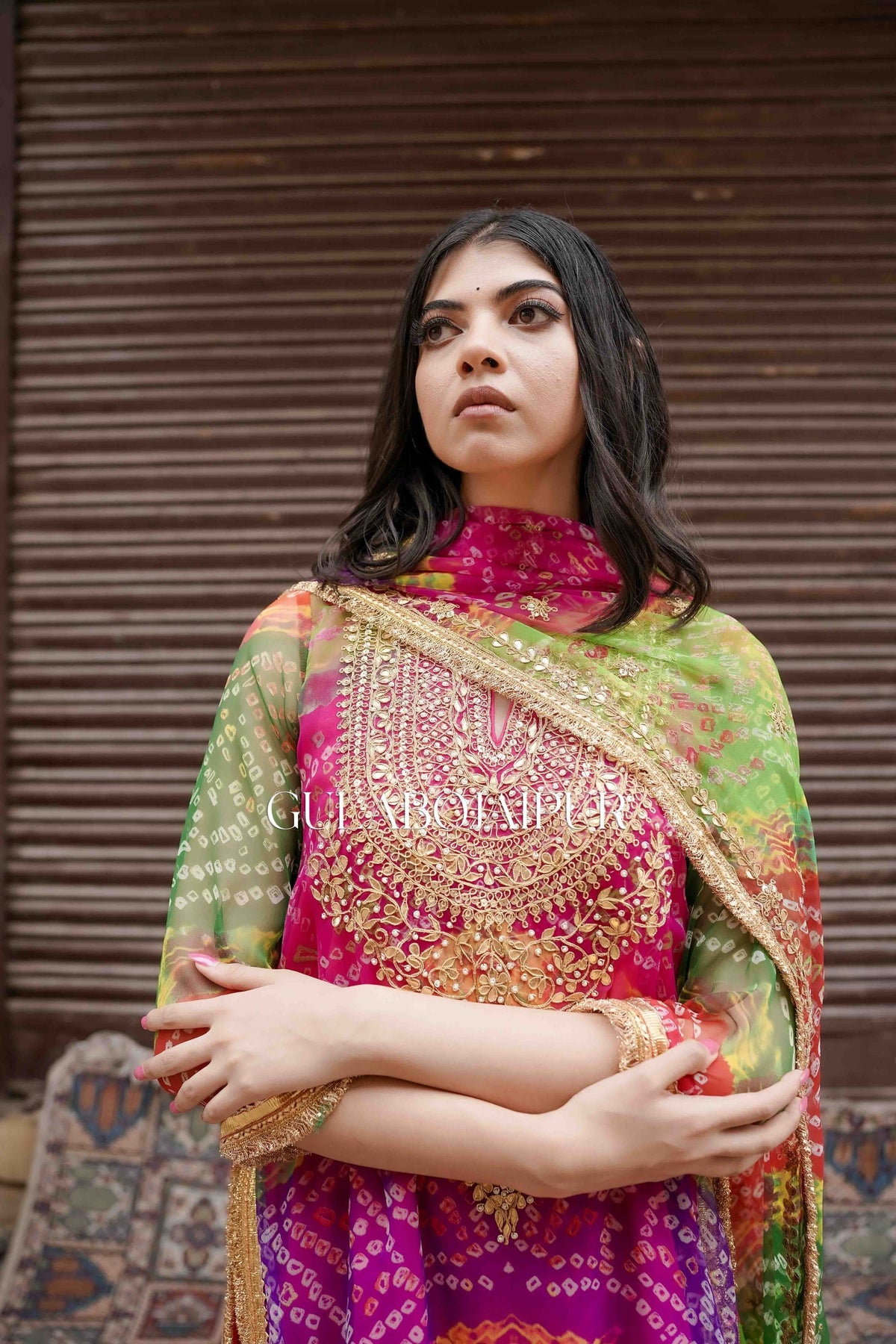 Georgette Bhandani Print With Zardozi Detailing Qala Pink Sharara Set